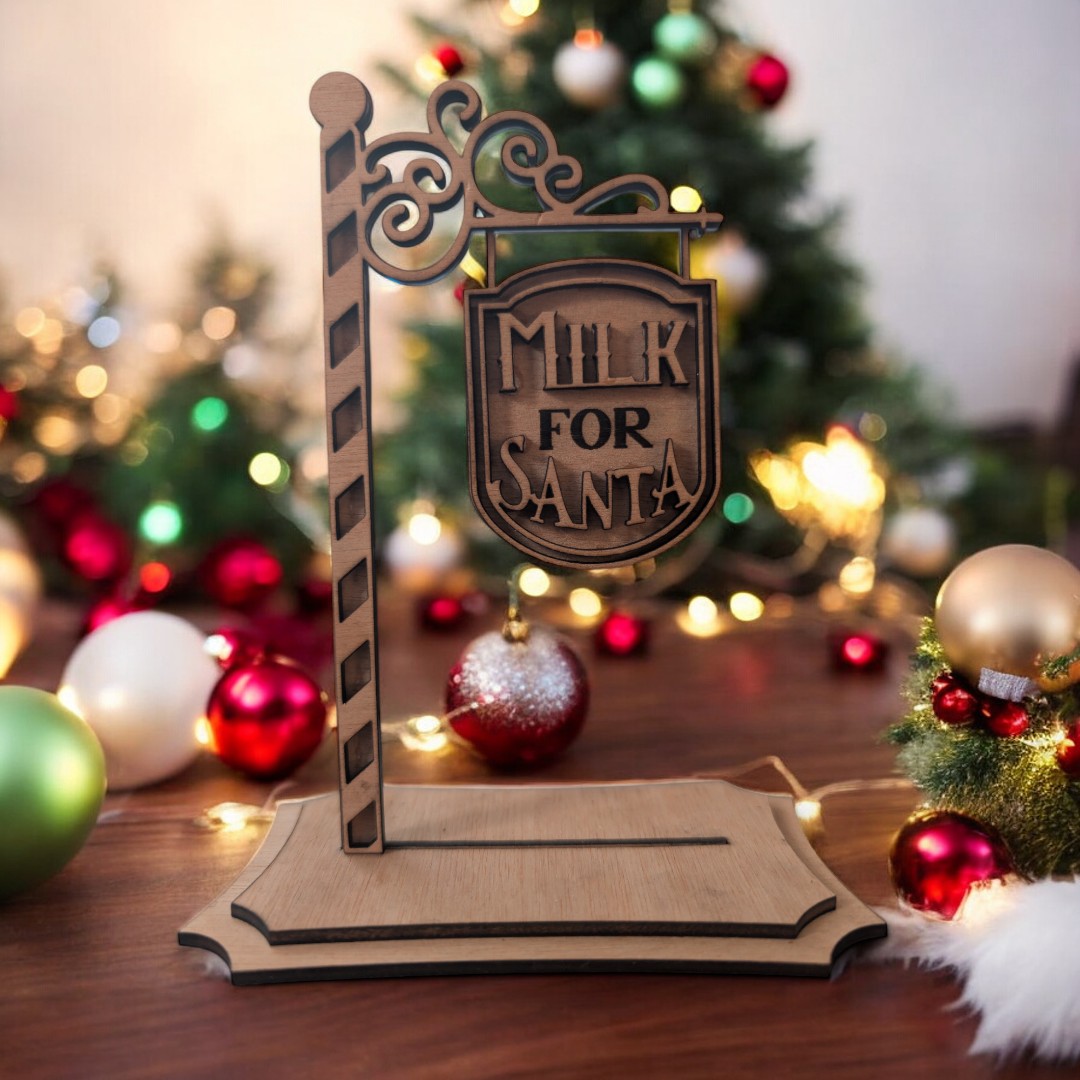 Insigne de Noël en Bois à Assembler – « Milk for Santa » - L'Emballeuse
